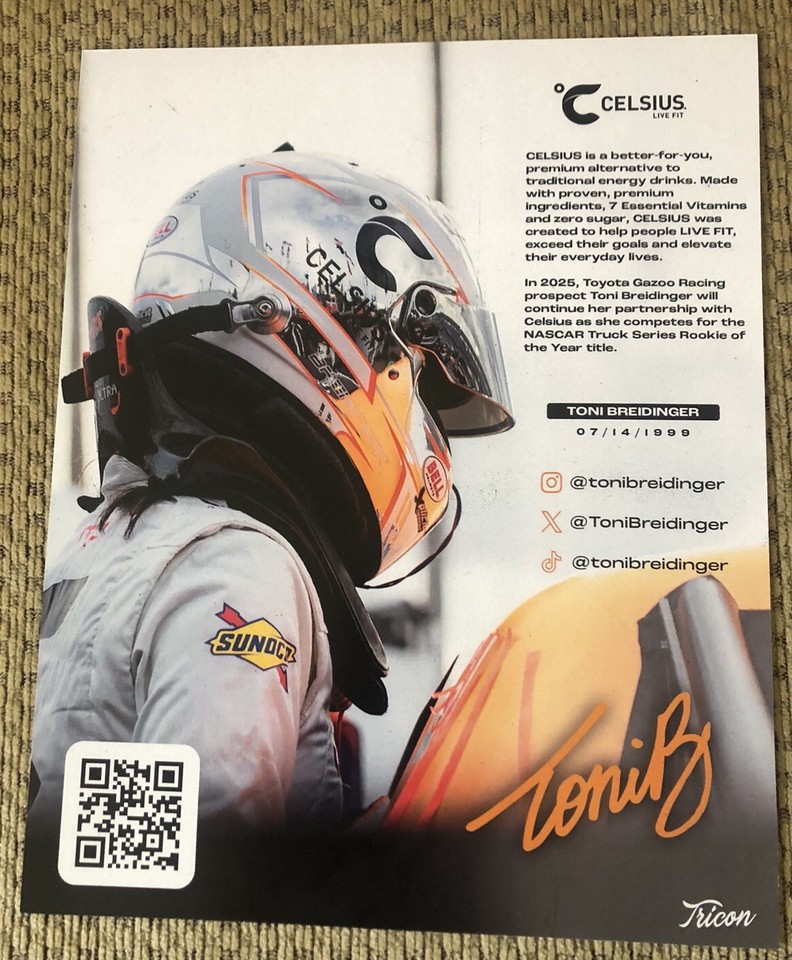 Nascar Truck Driver #5 Toni Breidinger Celsius 2025 Autographed ...