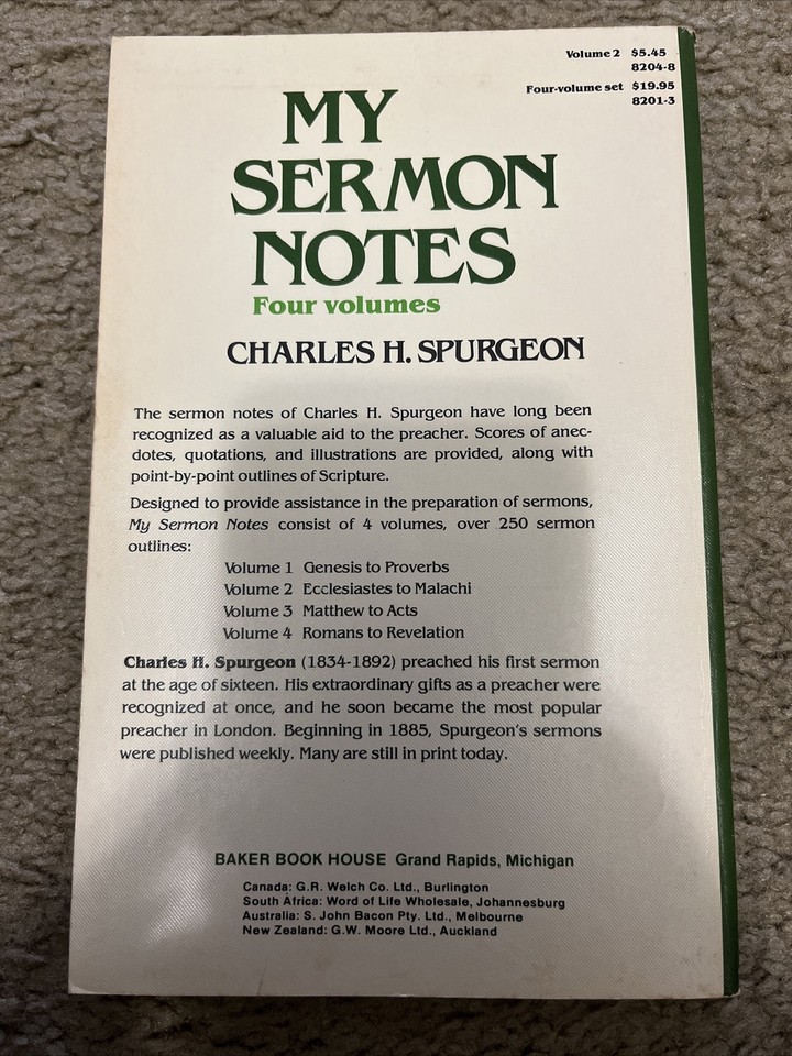 Charles H. Spurgeon Library: My Sermon Notes by Charles Spurgeon (1981 ...