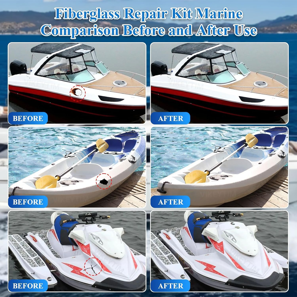 Marine Fiberglass Repair Kit Color Match 3.5oz/100g Gel Coat Repair Kit ...