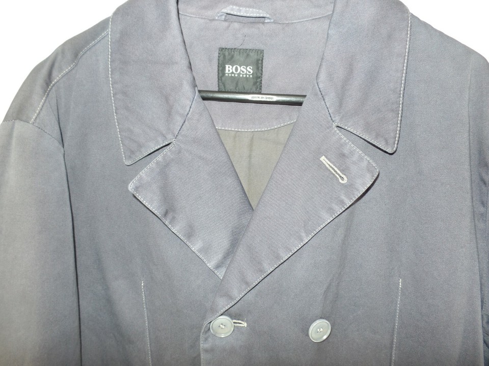 Hugo Boss Men's Peacoat 44R Double Breasted Trench Coat Overcoat ...