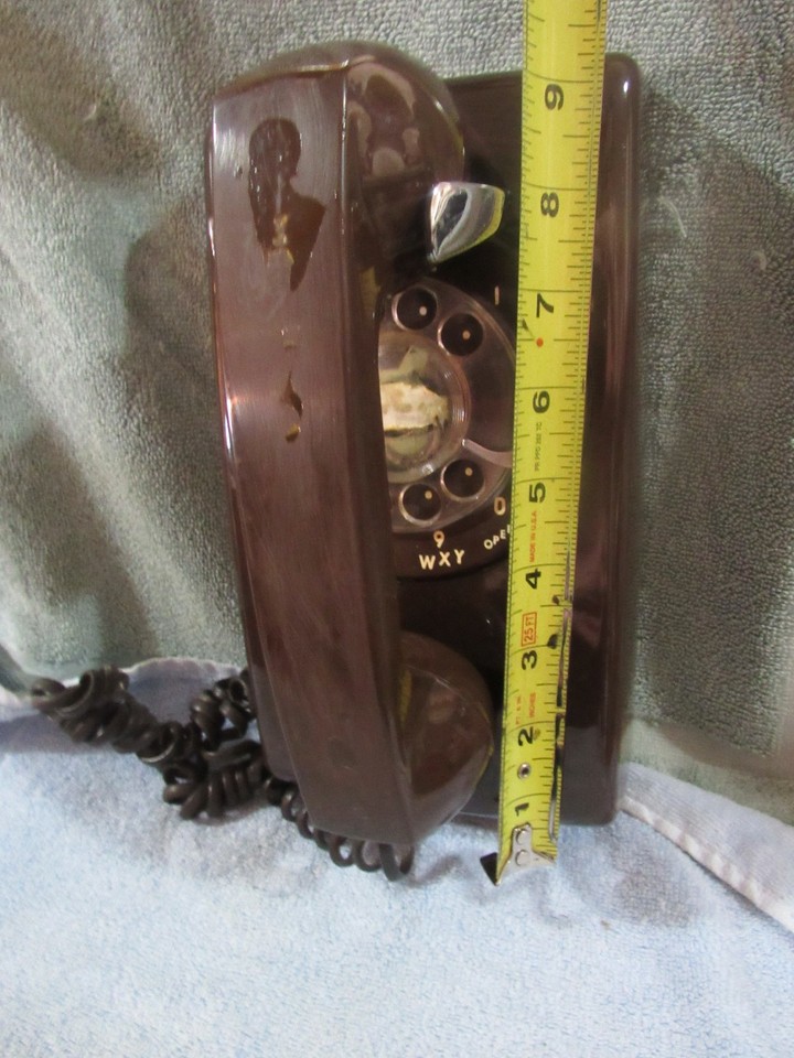 Vintage ITT Model 554 Chocolate Brown Wall Rotary phone | eBay