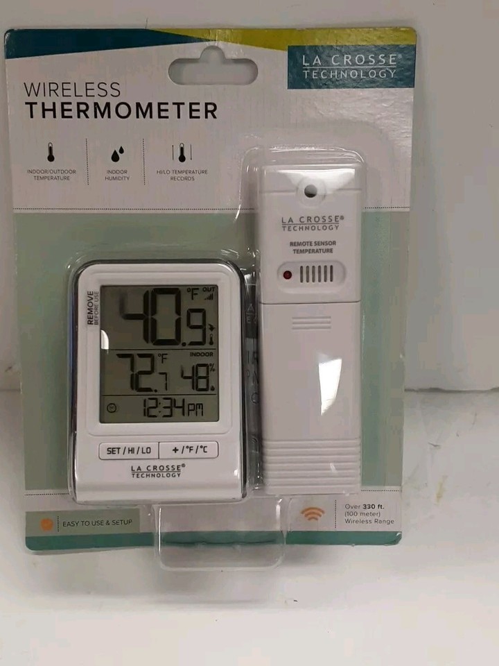 La Crosse Technology Wireless Indoor/Outdoor Temperature Monitor with ...
