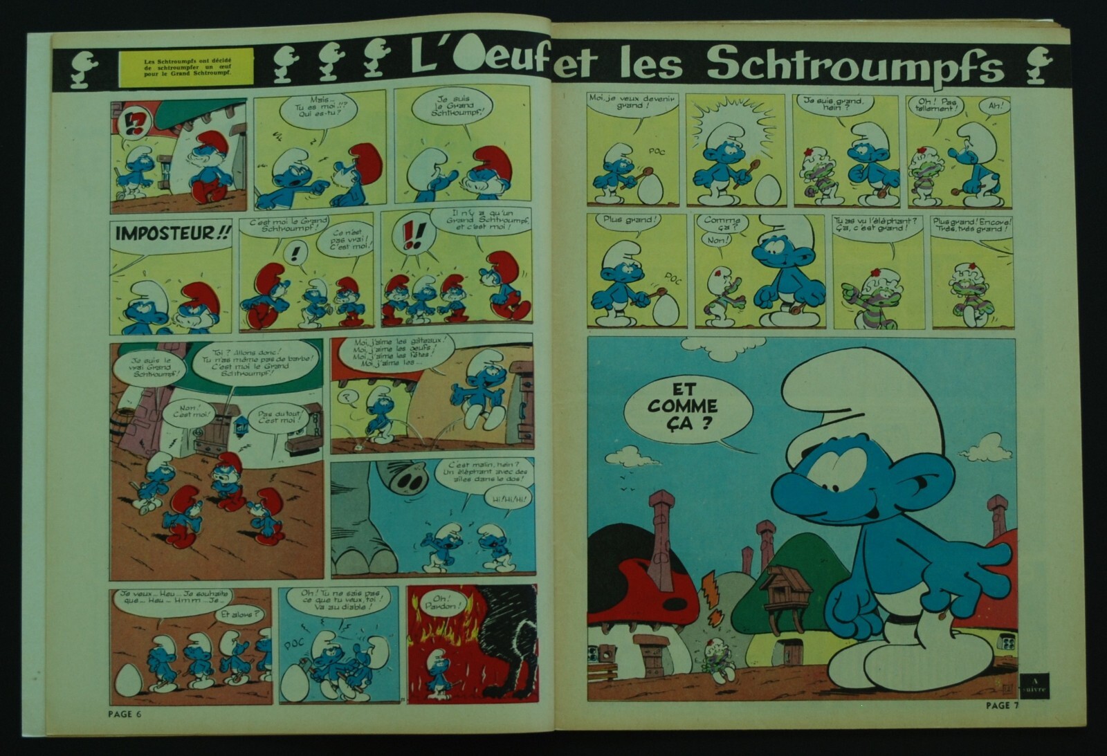 SPIROU 1452 - mini-récit 308 agrafé - Schtroumpfs - Peyo -Cover Roba ...