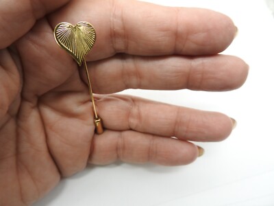 Line Textured Gold Tone Metal Heart Stick Pin Vintage | eBay