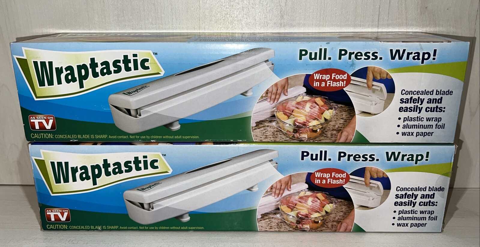 WRAPTASTIC Pair (2) Insert Your Own Roll, Pull, Press, Wrap! New ...