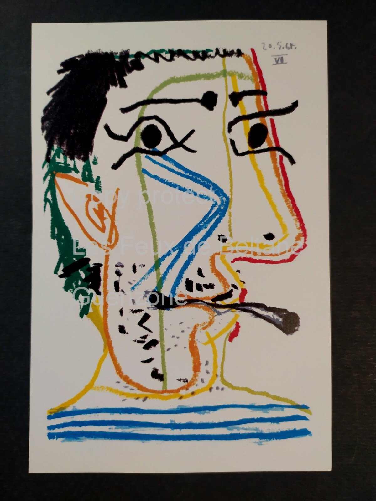 PICASSO Dessin planche couleur portrait 1964 document illustration ...