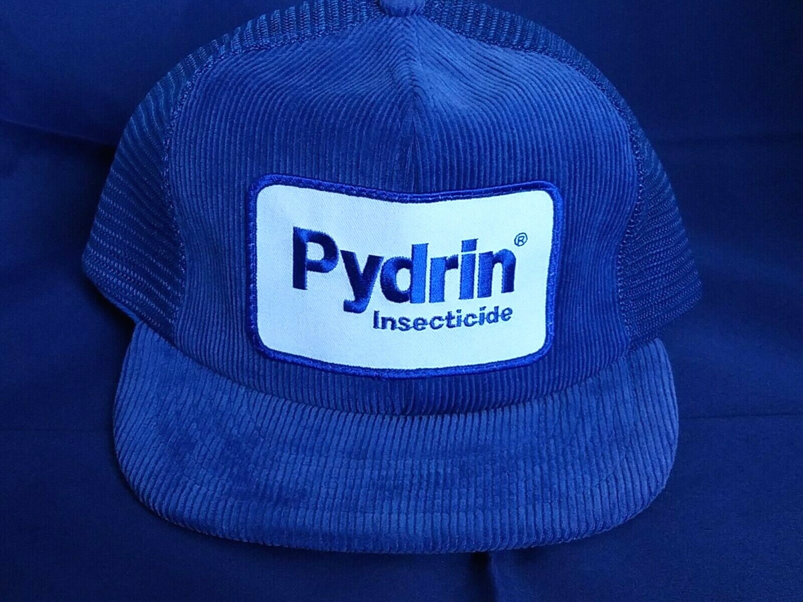 Vintage PYDRIN INSECTICIDE Blue Corduroy Front Mesh S… - Gem