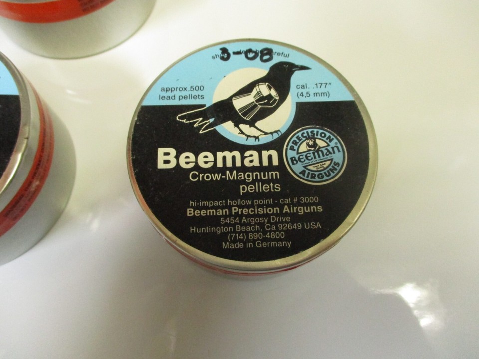 5 TINS OF 500 BEEMAN CROW MAGNUM .177 CAL PELLETS | eBay