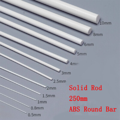 ABS Round Bar Dia 1/2/3/4/5/6mm Styrene Plastic Strips Rod Plasticard ...