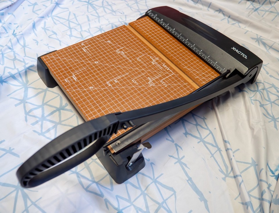 X-ACTO Heavy-Duty Wood Base Guillotine Paper Trimmer Cutter 12" x 15 ...