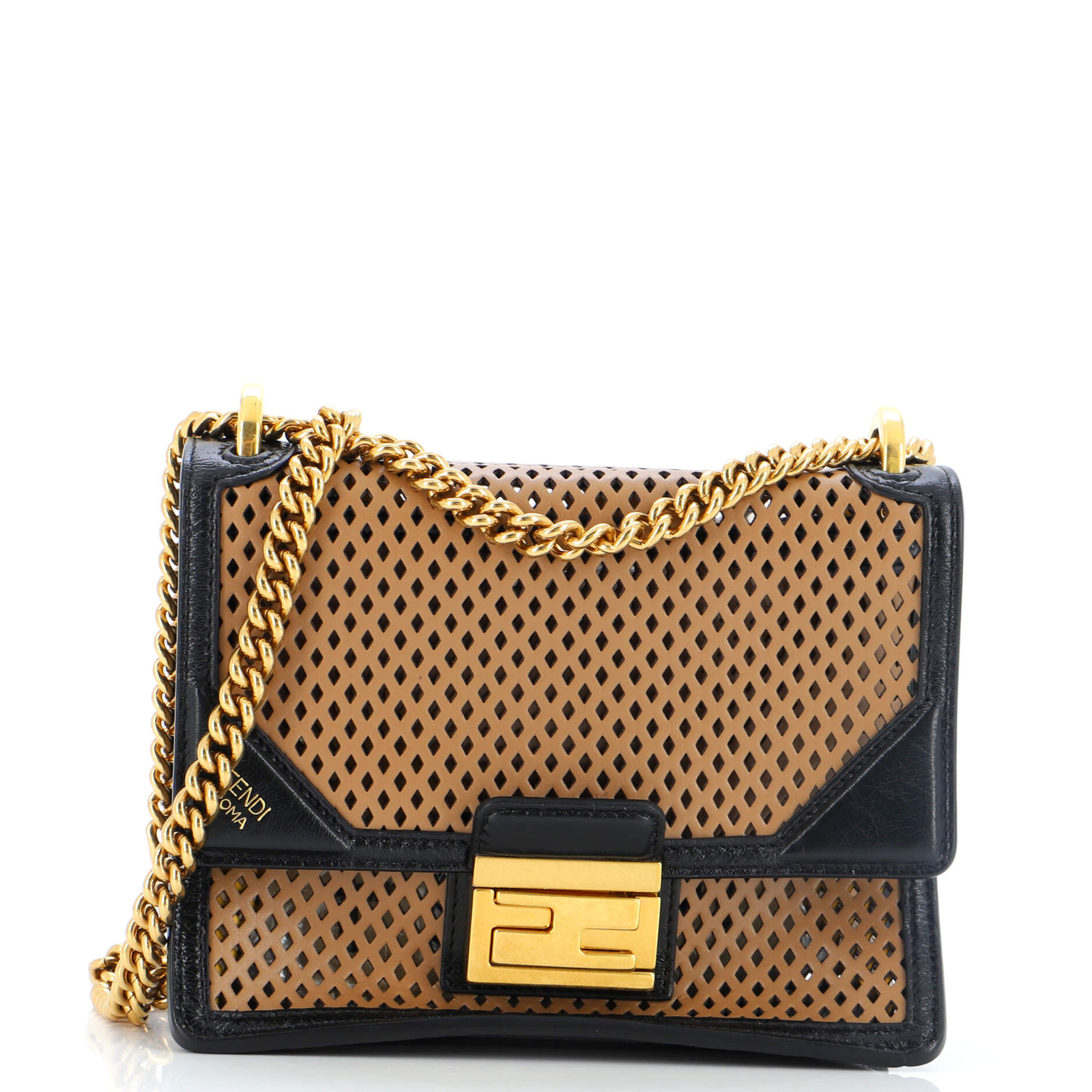 Fendi Kan U Shoulder Bag Perforated Leather Small - Gem