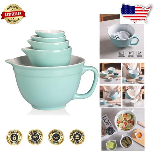 Multi-Size Turquoise Mixing Bowls with Easy Pour Slanted Mouth - Ideal ...
