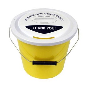 6 Charity Fundraising Money Collection Buckets with Lids, Labels & Ties ...