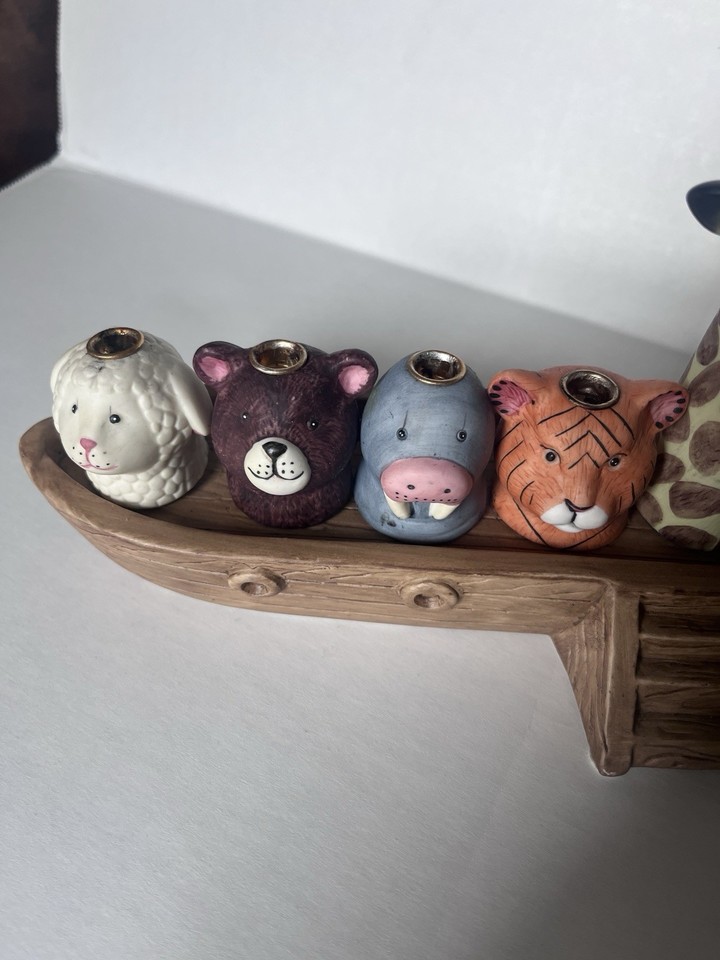 Noahs Ark Animals Hanukkah Menorah Ceramic Menorables Judaica Chanukah Roman Inc | eBay