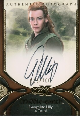 CZX Middle Earth, Evangeline Lilly (Tauriel) Autograph Card EL-T #33/ ...