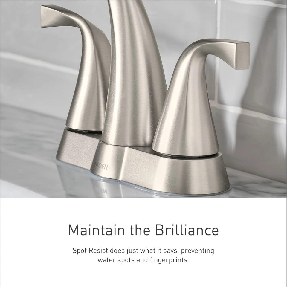 Moen WS84440SRN Two-Handle High Arc Bathroom Faucet, Spot Resist ...