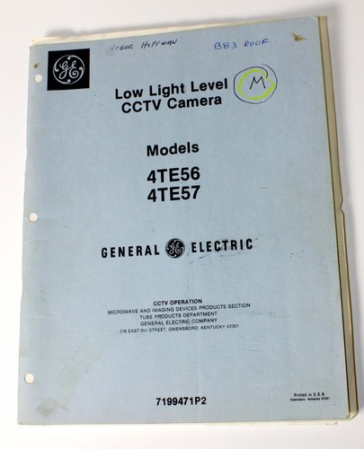 GENERAL ELECTRIC GE 4TE56, 4TE57 LOW LIGHT LEVEL CCTV CAMERA SERVICE ...
