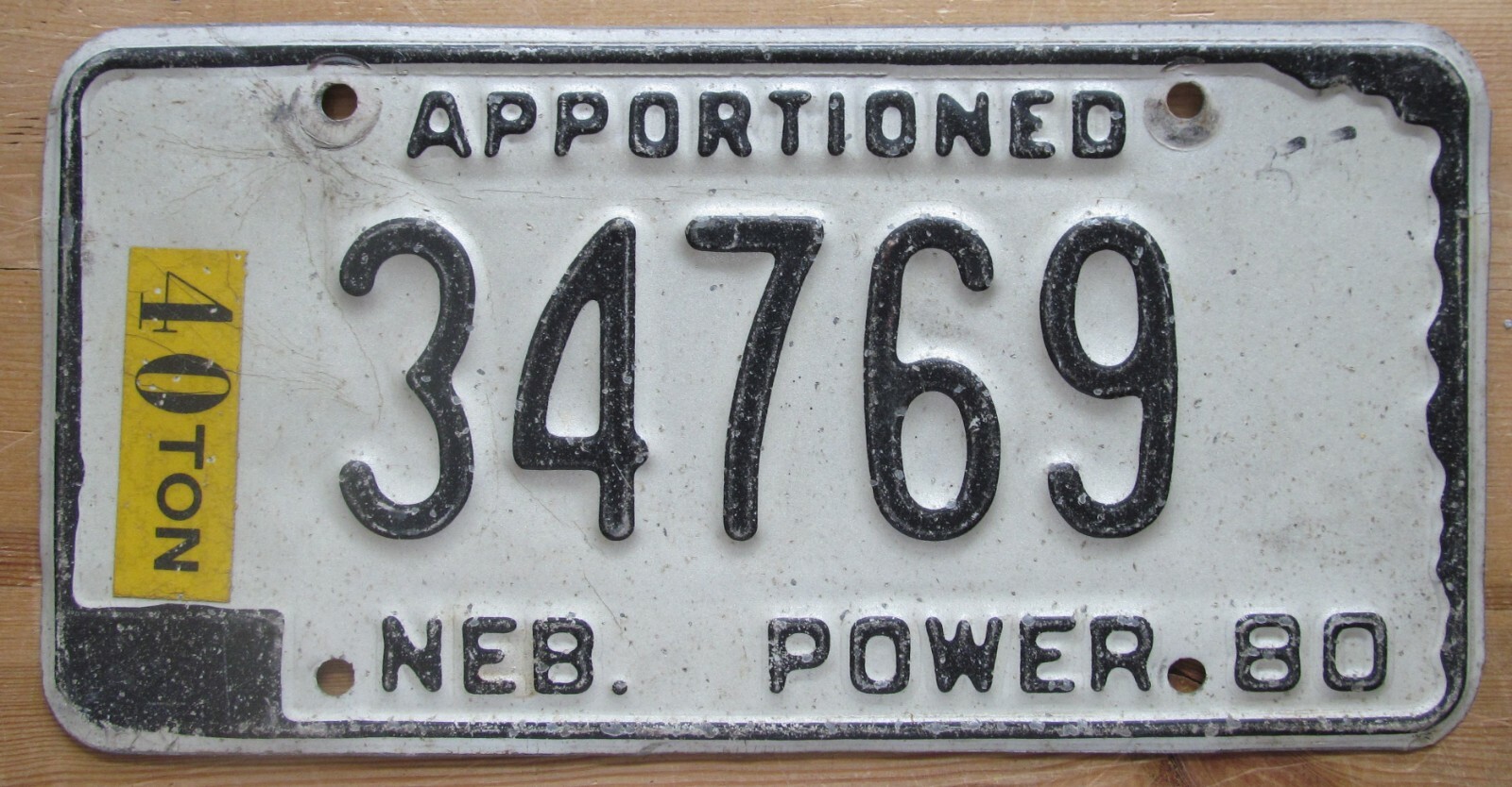 Nebraska 1980 APPORTIONED POWER License Plate # 34769 | eBay