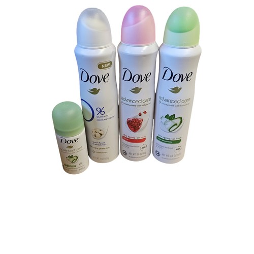 4 Dove Advanced Care Dry Spray Cool Essentials Revive & Cotton Flower ...