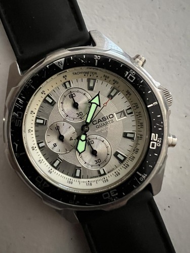 CASIO AMW-330 Mens 45mm Chronograph Date Quartz Watch Mod. 2328 Silver ...