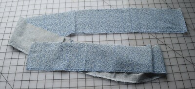 9692 Long strip antique 1920's cotton fabric, blue vines on blue check ...