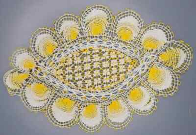 Handmade Paraguayan Ñandutí (Individual, Oval, Small & Yellow and White ...