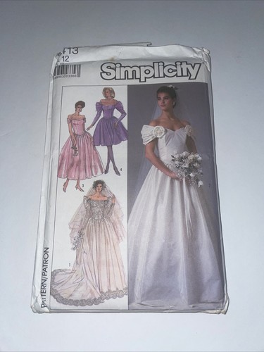 Simplicity Pattern 8413 Misses Bride & Bridesmaid Dresses Gown Size 12 ...