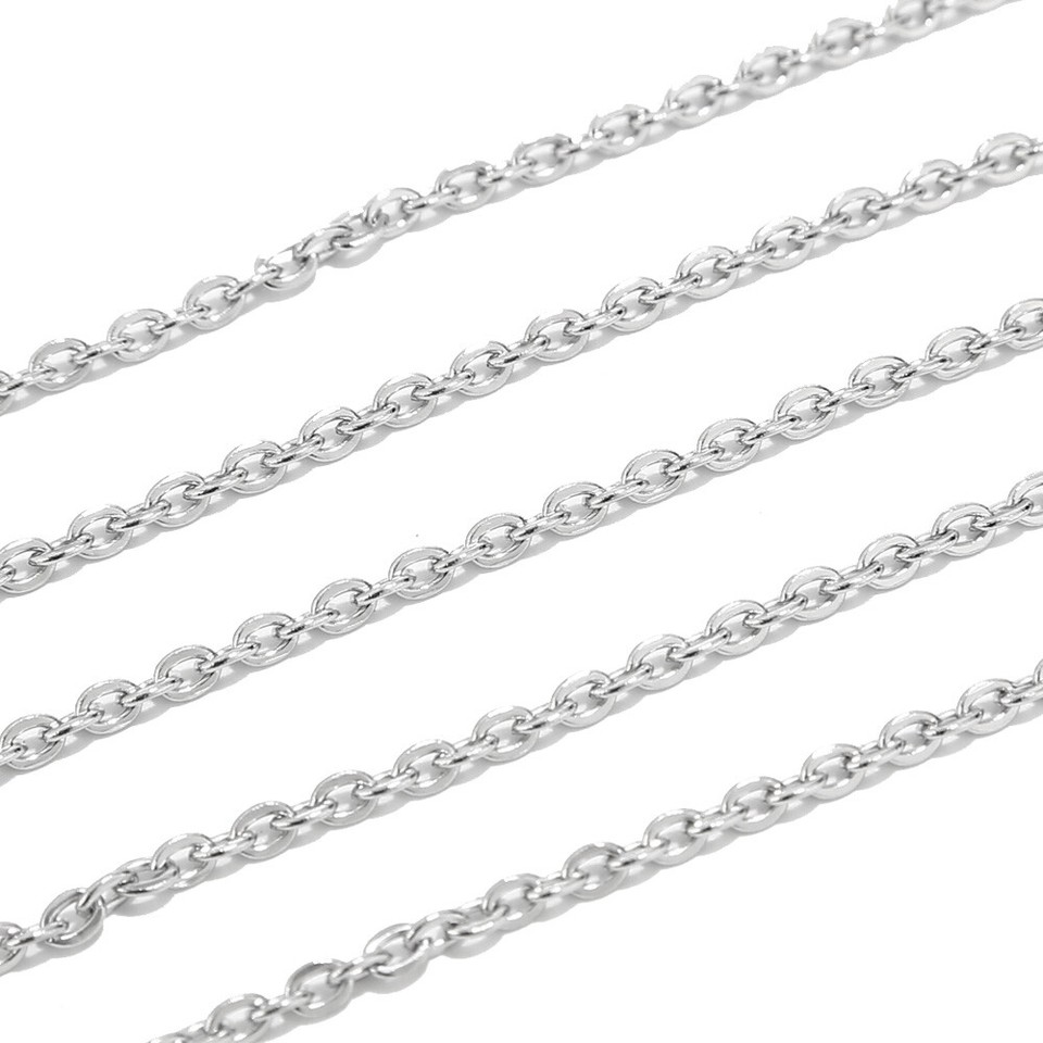 Stainless Steel 3mm Width Chains Link Rolo Cable Chains Findings 10 ...