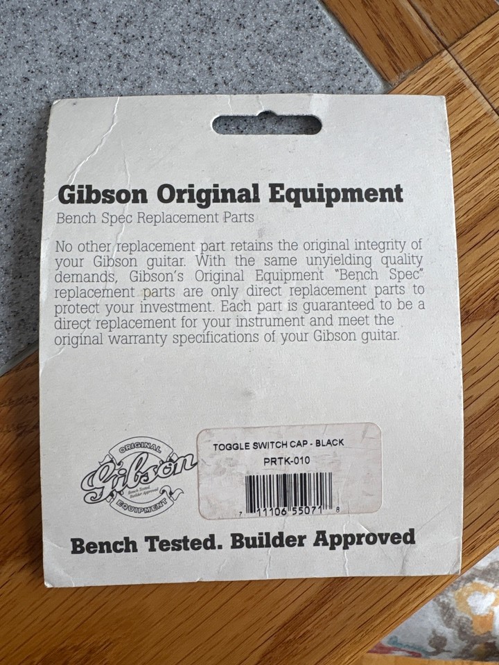 GIBSON® PURE Black Toggle Switch Cap Tip / Les Paul / Genuine Brand NOS ...