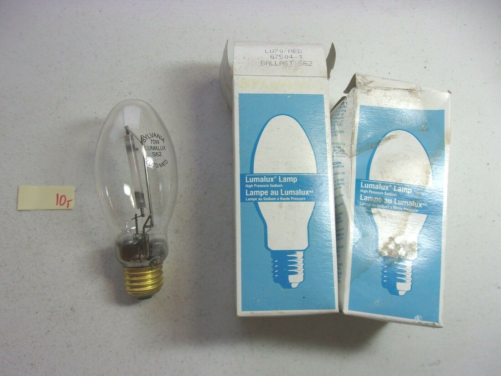 LOT OF 2 LUMALUX 70 WATT HIGH PRESSURE SODIUM LAMP BULB LU70/MED 67504 ...