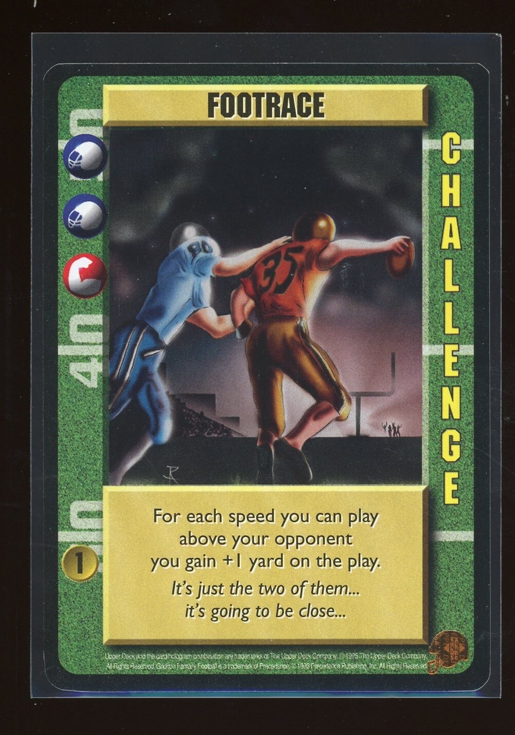 1995 Upper Deck Gridiron Fantasy Football Game Card FOOTRACE OFFENSE ...