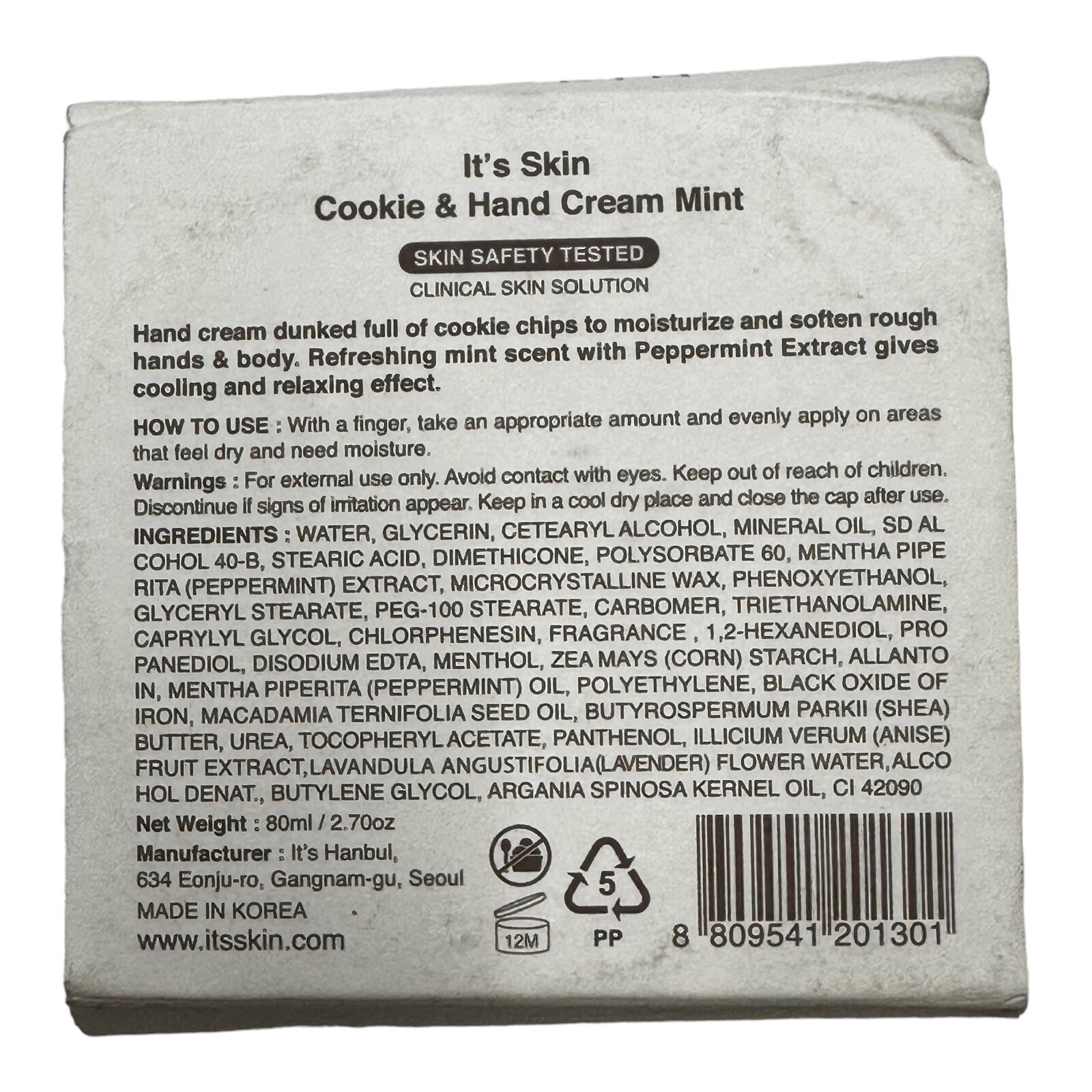 It's Skin Korea Cookie & Hand Cream Sugar Sweet Mint Scent 2.7 oz ...