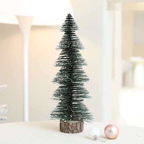 Pine Tree Decor Anti-fade Nice-looking Wooden Base Snow Frost Pine Tree ...