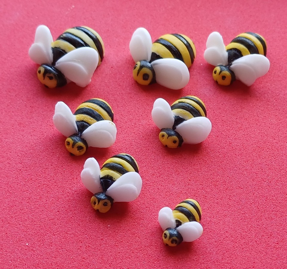 CUTE SUGAR BEES Cup Cake decorations EDIBLE Fondant Birthdays Party ...