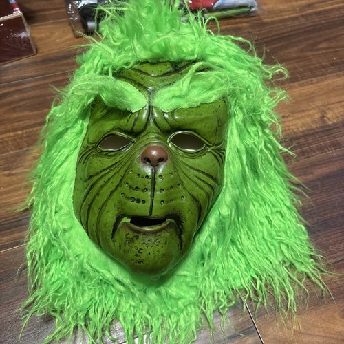 The Grinch Mask Dr Seuss Green Hair Full Head Mask Cosplay Christmas | eBay