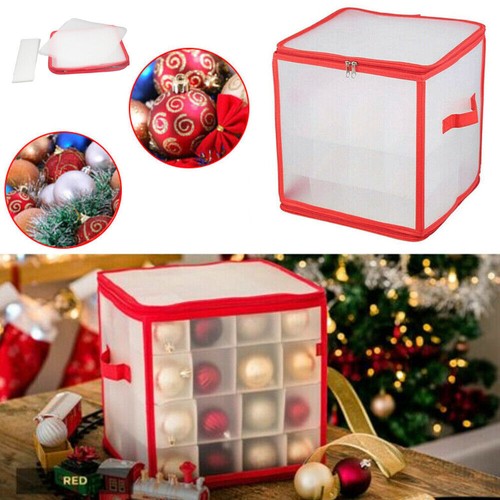 Christmas Bauble Storage Bag 64-Slots Xmas Decoration Organiser Box ...