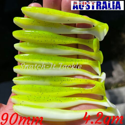 10 Soft Plastic Fishing Lure Tackle Paddle TAIL FLATHEAD Bream Bass Cod ...