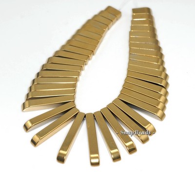 GOLD HEMATITE GEMSTONE GRADUATED SET STICK 30X4MM-12X4MM LOOSE BEADS ...
