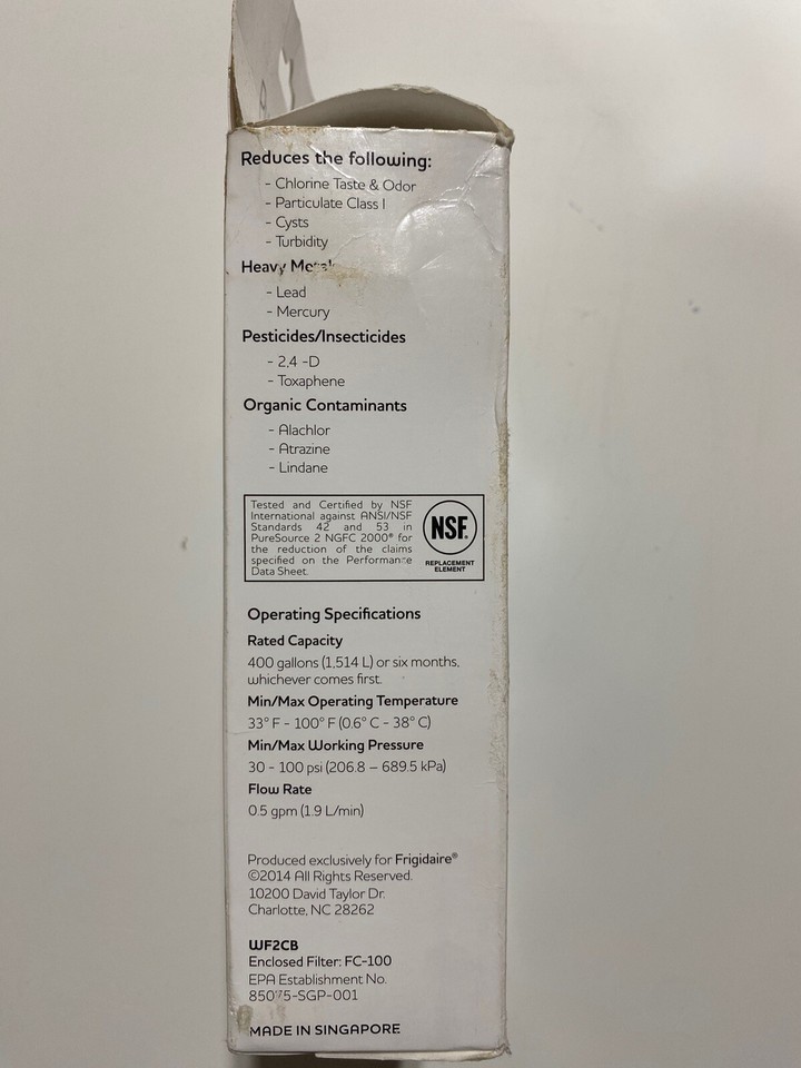 OEMFrigidaire Pure Source 2 Water Ice Refrigerator Filter WF2CB Brand ...