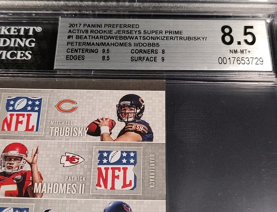 BGS 8.5 1/1 SSP RC JSY PATRICK MAHOMES II ROOKIE NFL SHIELD PATCH 2017 ...
