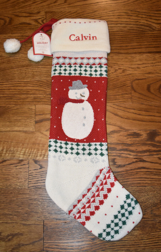 Pottery Barn Kids Snowman Heirloom Knit Christmas Stocking Calvin ...