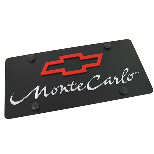 Chevy Dual Logo Monte Carlo License Plate (Red on Black) | eBay
