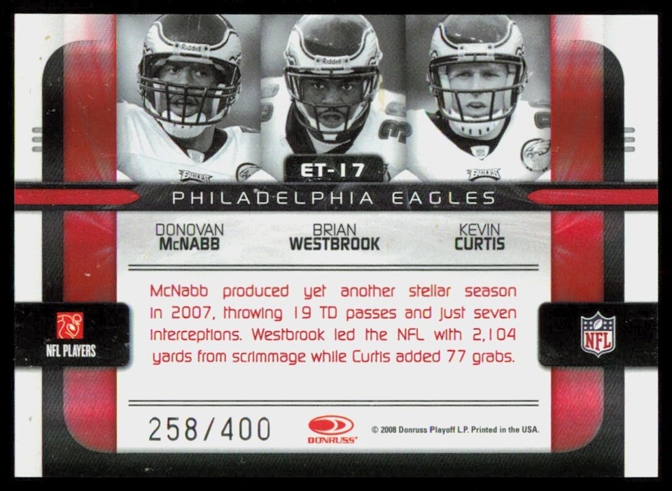 2008 Donruss Elite Teams Red Donovan McNabb/Brian Westbrook /400 #ET-17 ...