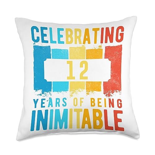 Celebrating 12 Years of Being Inimitable 12th Birthday Throw Pillow ...