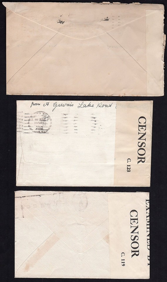 CANADA 1916 & 1941 THREE WAR TIME COVERS ALL CENSORED ONE WITH VICTORY ...