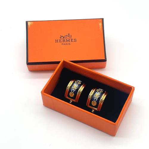 Auth Hermes Enamel GD Chain Pattern Earrings W/Box BA060416 | eBay