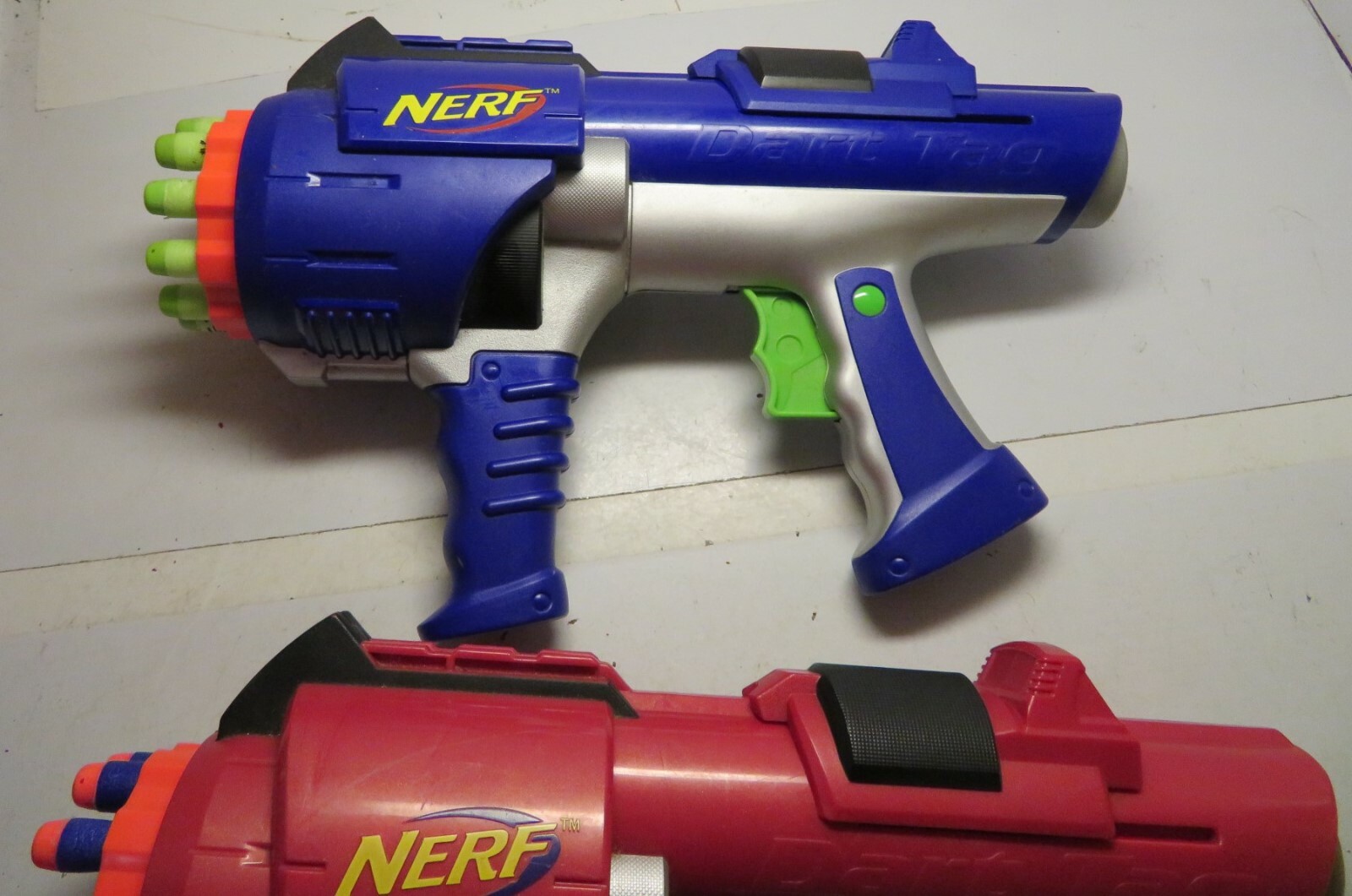 Lot of 2 NERF Dart Tag Hyperfire Rotating 10 Barrel Blaster Red & Blue ...