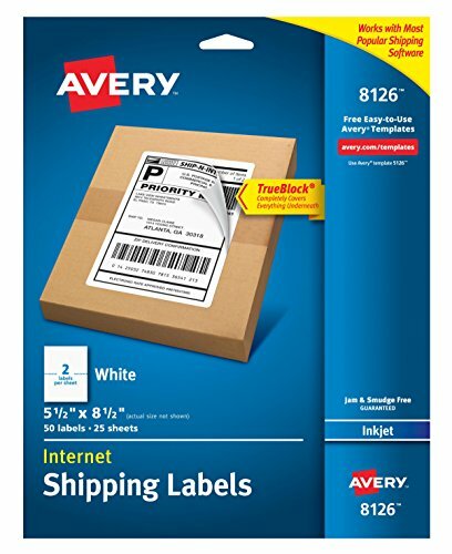 Avery 8126 Shipping Labels, Inkjet, 250 Labels, TrueBlock (5-pack ) | eBay