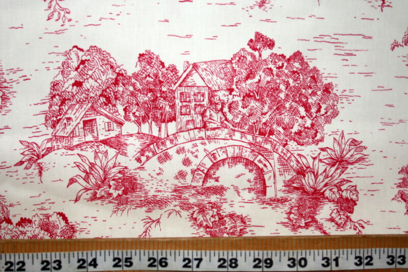 60 INCH WIDE - RED AND WHITE TOILE - 100% COTTON FABRIC | eBay