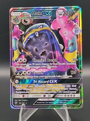 Alolan Muk GX 2017 Shadows Full Art Ultra Rare Holo Pokemon Card 84/147 ...